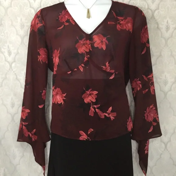 Lane Bryant | Tops | Lane Bryant Angel Bell Sleeve Sheer Peplum Top ...